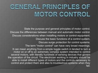 General Principles Of Motor Control PPTX Radio Control Hobbies Interests