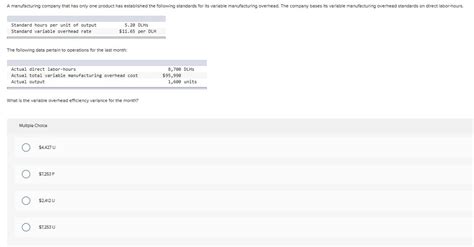 Solved A Manufacturing Company That Has Only One Product Has