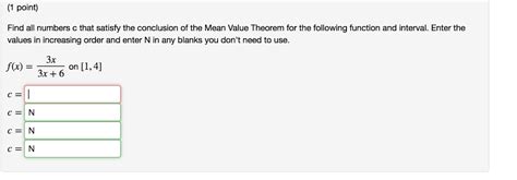 solved 1 point find all numbers c that satisfy the