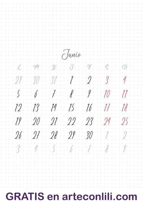 Calendario Junio 2023 Bullet Journal Recursos