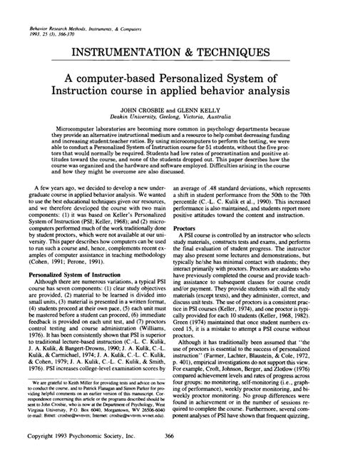 Pdf A Computer Based Personalized System Of Instruction Course In