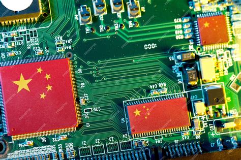 premium photo flag of china on a processor cpu central processing