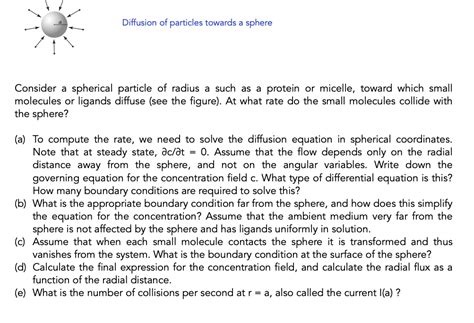 Solved Consider A Spherical Particle Of Radius A Such As A Chegg