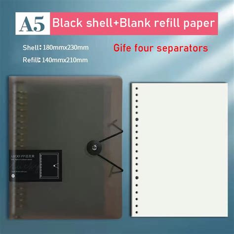 A5 B5 A4 Loose Leaf Refillable Notebook Shell With Refill Binder Notebook Replacement Paper