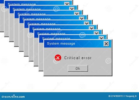 Critical Error Message Retro Operating System Window With System Message And Alert About