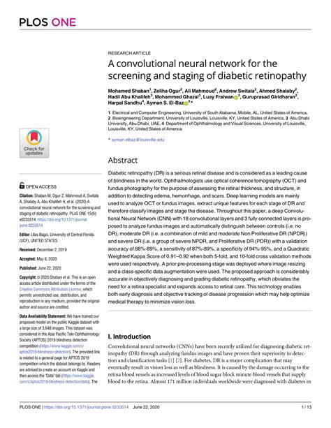 Pdf A Convolutional Neural Network For The Screening And Staging Of Diabetic Retinopathy