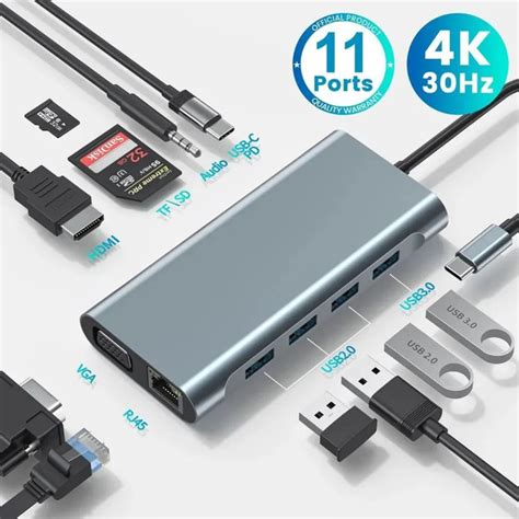 usb hub разветвитель 11 в 1 type c 3.0 Разветвитель thunderbolt с 4K ...
