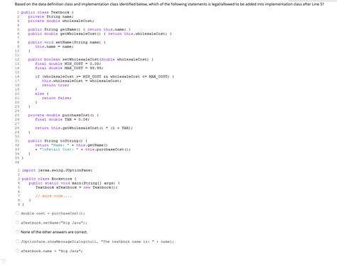 Solved Based On The Data Definition Class And Implementation Chegg