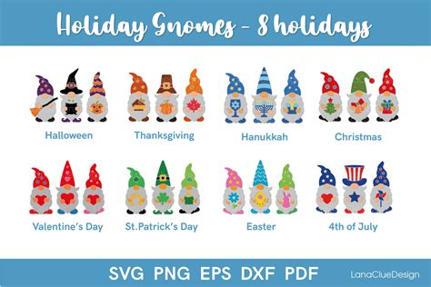 Holiday Gnomes Bundle SVG - 8 Designs Graphic by LanaClueDesign ...