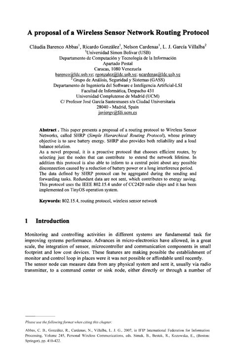 pdf a proposal of a wireless sensor network routing protocol
