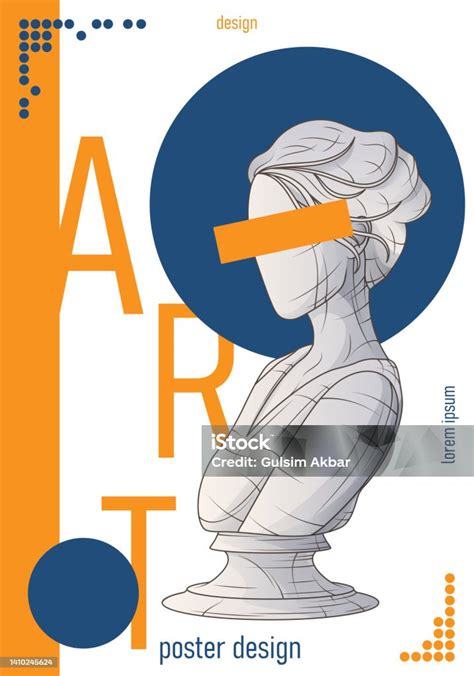 여성 흉상 기하학적 모양의 조각품이있는 벡터 포스터 디자인 0명에 대한 스톡 벡터 아트 및 기타 이미지 0명 벡터 세로 구도 Istock