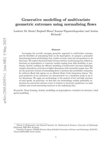 Pdf Generative Modelling Of Multivariate Geometric Extremes Using Normalising Flows
