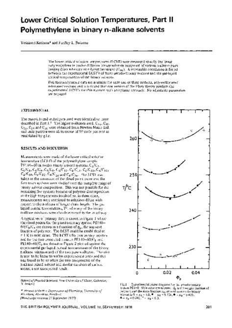 Pdf Lower Critical Solution Temperatures Part Ii Polymethylene In