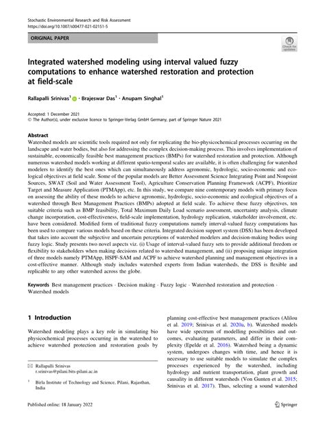 pdf integrated watershed modeling using interval valued fuzzy