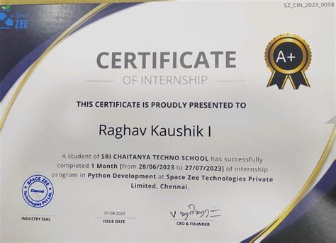 Raghav K On Linkedin Internship2023 Internshipcompletion