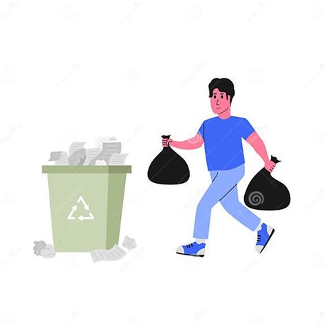 Man Throwing Garbage To Trash Bin Concept For Deleting Files Or Clear