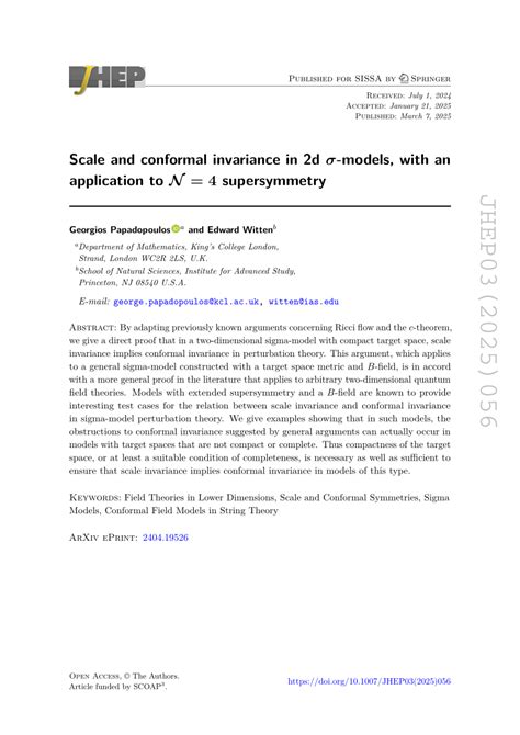 Pdf Scale And Conformal Invariance In 2d σ Models With An
