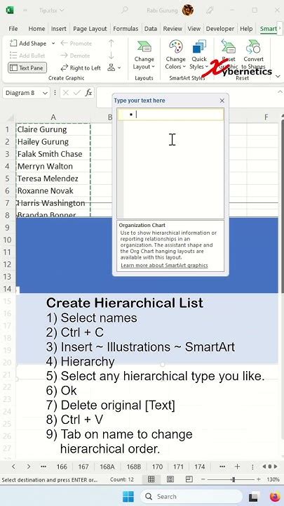 how do you create a hierarchical list in excel excel tip and tricks tip excel shorts youtube