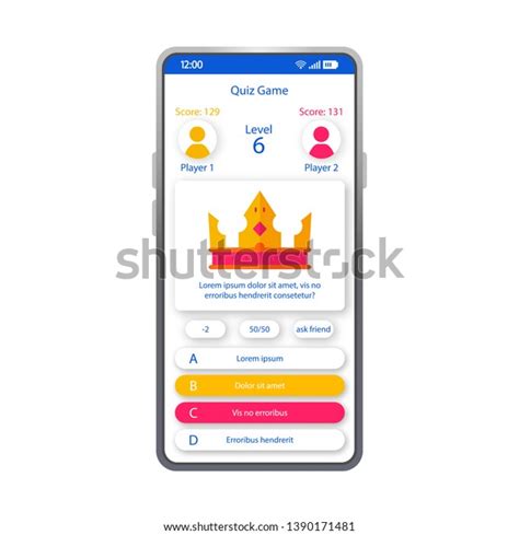 Online Quiz Game Smartphone Interface Vector Stock Vector Royalty Free 1390171481