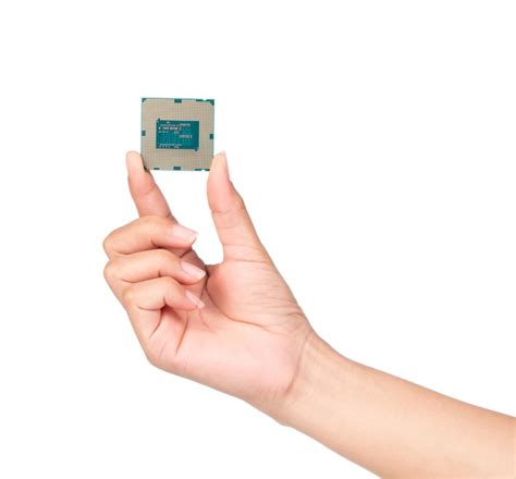 Premium Photo Hand Holding Cpu Computer Isolated On White Background