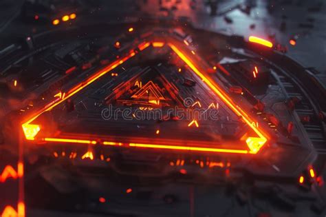 Futuristic Triangular Circuit With Glowing Orange Lights Illustrating Advanced Technology And