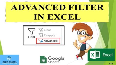 How To Use Advanced Filter In Excel Advanced Filter In Excel Grip Excel Youtube