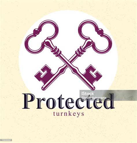 크로스 키 빈티지 골동품 턴 키 벡터 엠 블 럼 보호 비밀 전자 데이터 보호 천국에 열쇠 호텔 라벨 비밀을 유지 고대의에 대한 스톡 벡터 아트 및 기타 이미지 Istock