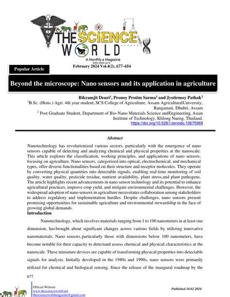 Pdf Beyond The Microscope Nano Sensors And Its Application In