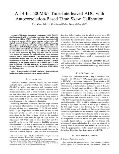 Pdf A 14 Bit 500ms S Time Interleaved Adc With Autocorrelation Based