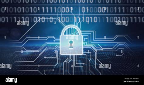 composition of online security padlock with binary coding and computer
