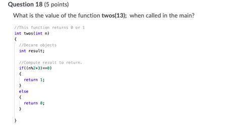 Solved Question 18 5 Points What Is The Value Of The