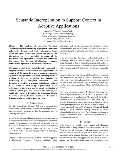 Pdf Semantic Interoperation To Support Context In Adaptive Applications