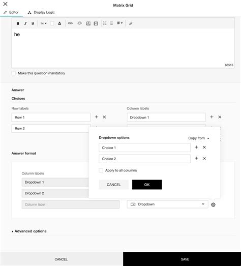 How To Create Matrix Questions In Zoho Survey Online Help Guide