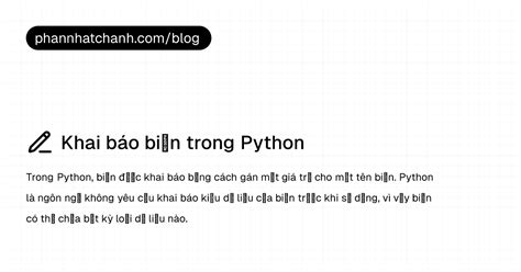 Khai báo biến trong Python Phan Nhật Chánh