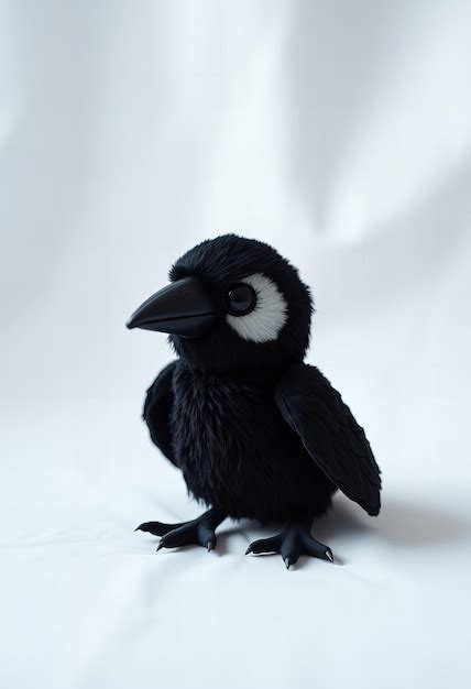 Cute Raven Plush Toy On A White Background Premium Ai Generated Image