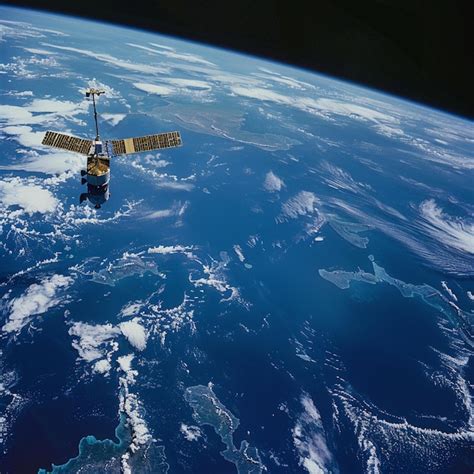 A Satellite Monitoring Oceanographic Data From Space Premium Ai Generated Image