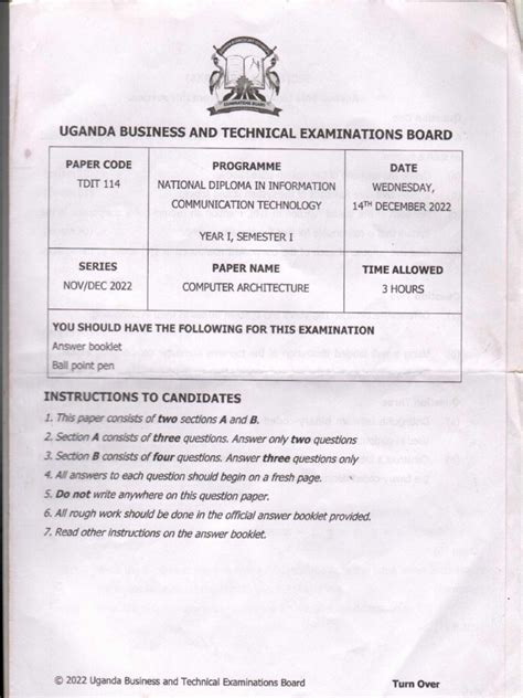 Tdit 114 Computer Architecture Ubteb 2022 Pdf