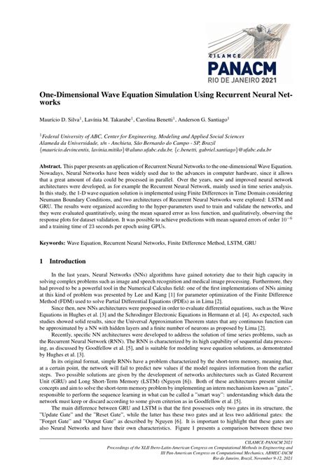 Pdf One Dimensional Wave Equation Simulation Using Recurrent Neural Net Works