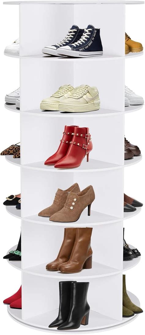 6 Tier Rotating Shoe Rack Tower Spinning Shoe Display Lazy Susan Revolving 360 Shoe Rack