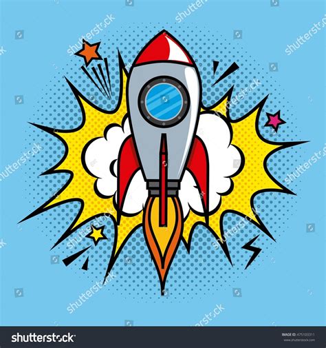 Illustrations Now Rocket Comic Pop Art Vector Illustration Stock