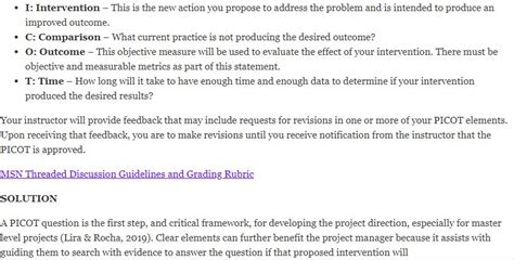 Solution Nr631 Week 2 Threaded Discussion Executive Project Introduction And Picot