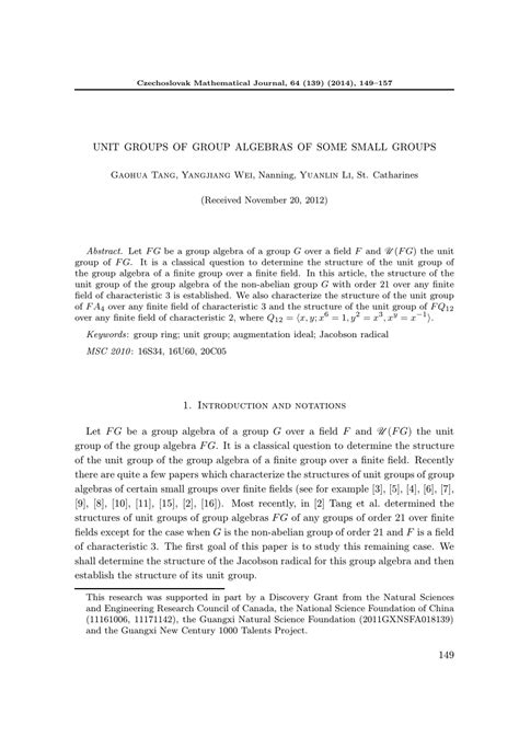 Pdf Unit Groups Of Group Algebras Of Some Small Groups