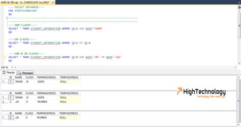SQL AND OR Operators HighTechnology