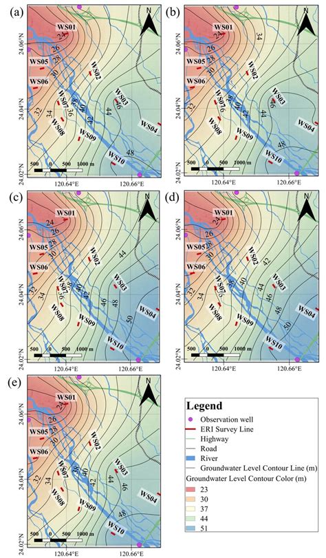 The Spatial Distributions Of The Groundwater Levels In A February Download Scientific Diagram