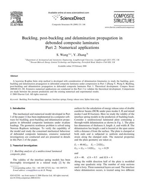 Pdf Buckling Post Buckling And Delamination Propagation In Debonded