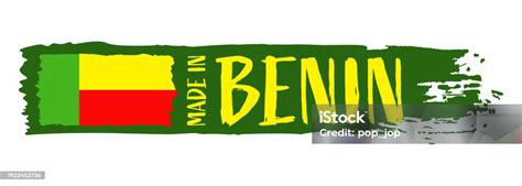 베냉에서 만든 그런 지 스타일 벡터 일러스트 레이 션 베냉의 국기와 흰색 배경에 고립 된 브러시 스트로크의 텍스트 국가 관광명소에 대한 스톡 벡터 아트 및 기타 이미지