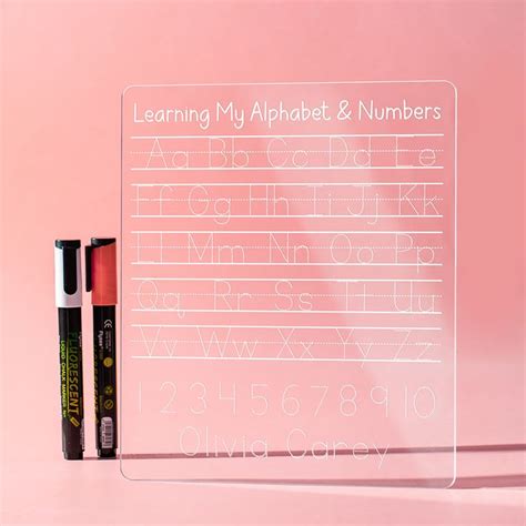 Personalized Reusable Alphabet And Number Tracing Dry Erase Board For Educational Learning T