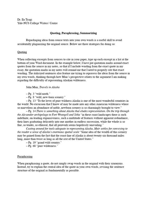quoting paraphrasing summarizing pdf