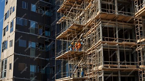 Scaffolding Setup Workers Assembling A Complex Network Of Scaffolding