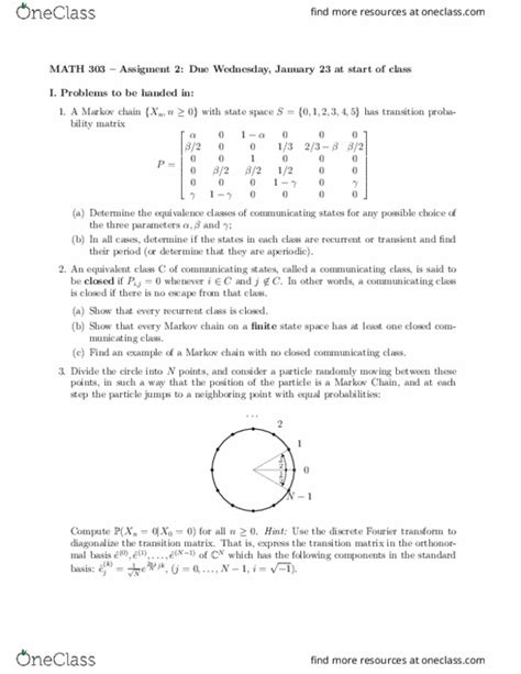 Math 303 Quiz Hw2 Oneclass